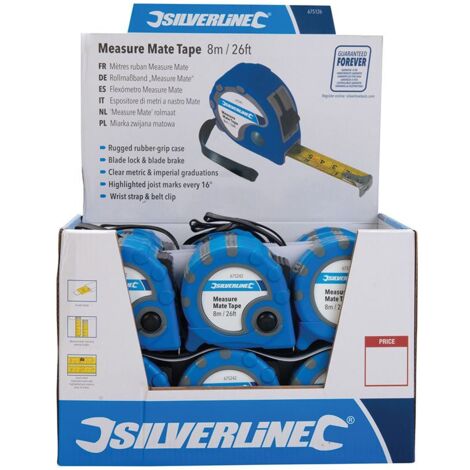 Silverline Measure Mate Tape Display Box 24pce 8m / 26ft x 25mm 675126