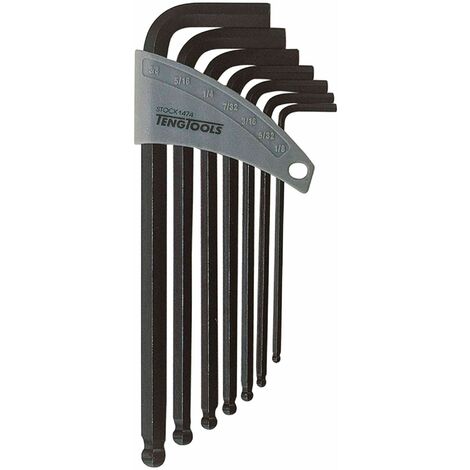 Teng 1474 Ball Point Hexagon Key Set, 7 Piece (1/8-3/8in) TEN1474