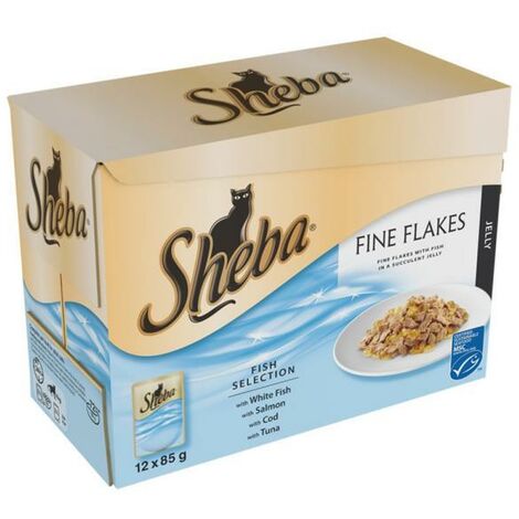 Sheba Pouch Fine Flakes Fish Selection in Jelly (12Pk) 85g PK4 - 16166