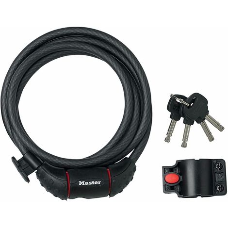 Master Lock 8130EURDPRO Black Braided Steel Keyed Cable 1.8m x 10mm ...