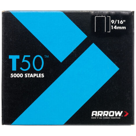 T50 Staples 14mm (9/16in) Pack 5000 (4 x 1250) ARRT50916