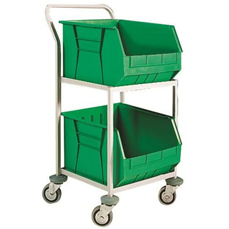 2 Bin Storage Trolley Green 321291 - SBY10433