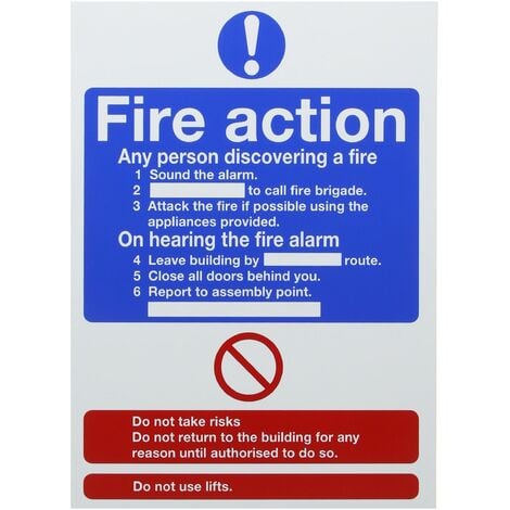 Safety Sign Fire Action Words A4 Pv - SR92016