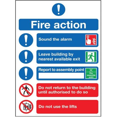 Signs & Labels Safety Sign Fire Action Symbols A4 Self Adhesive FR09950S