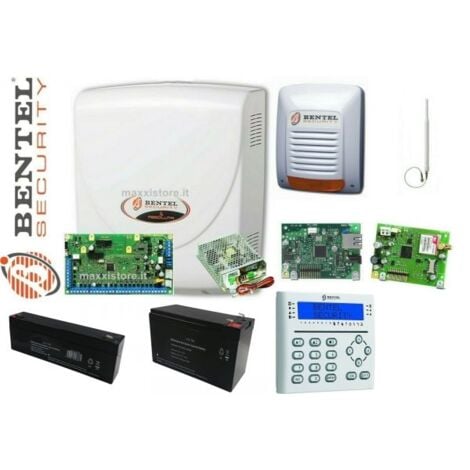 Bentel Security Kit Absoluta Plus 18 + Box + Sirena + IP + GSM + Tastiera + Alim.2.6A + Batterie ...