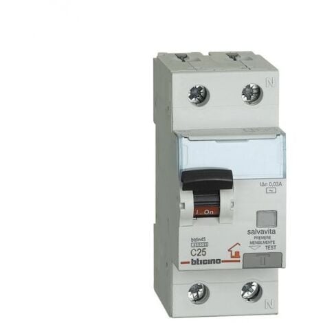 Bticino Interruttore magnetotermico differenziale 25A 1P+N tipo AC - GC8813AC25