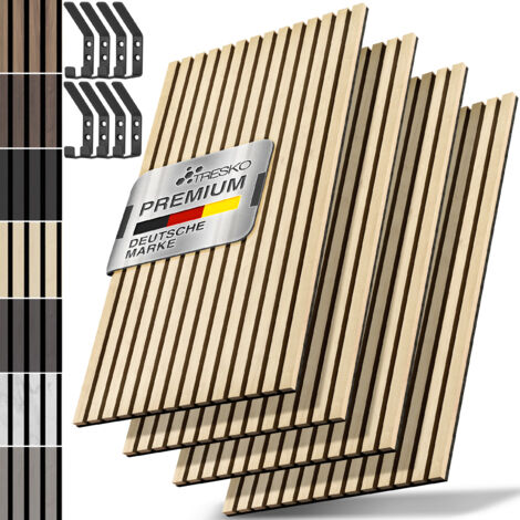 TRESKO® 2 Stück Akustikpaneele Holz 120×60 cm inkl. 4x Kleiderhaken ...
