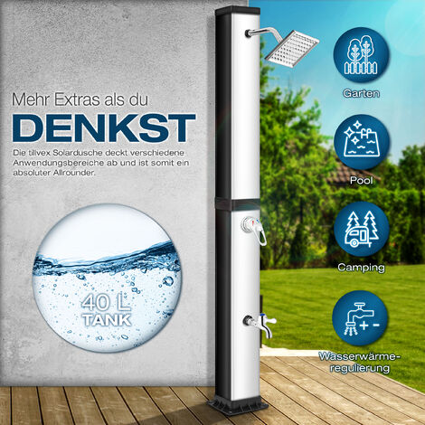 tillvex Solardusche 40L Schwarz/Silber inklusive Schutzhaube ...