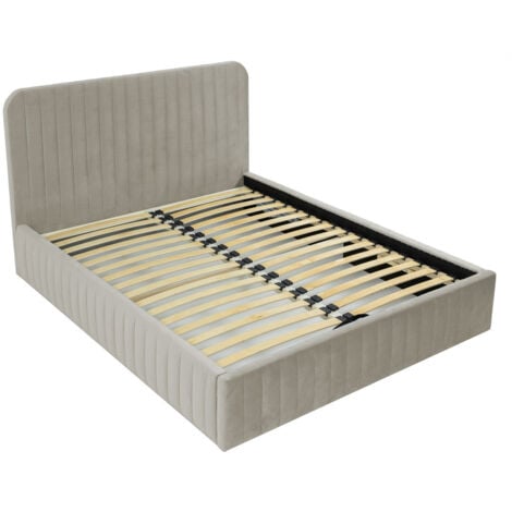 Stuart - lit coffre - 140x200 cm - sommier inclus - en velours - beige