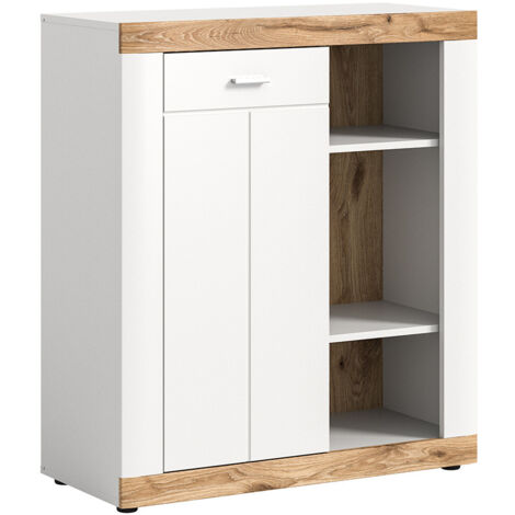 Coventry - buffet haut - blanc et effet bois - 91x104 cm