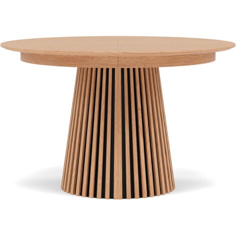 Freya - table à manger ronde extensible - effet bois - 4 à 8 personnes