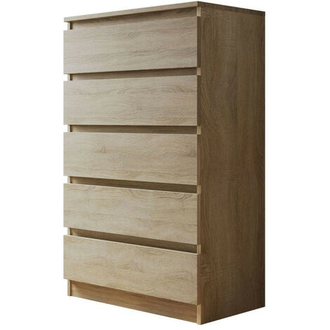 Celia - commode 5 tiroirs - effet bois - 70 cm - style contemporain