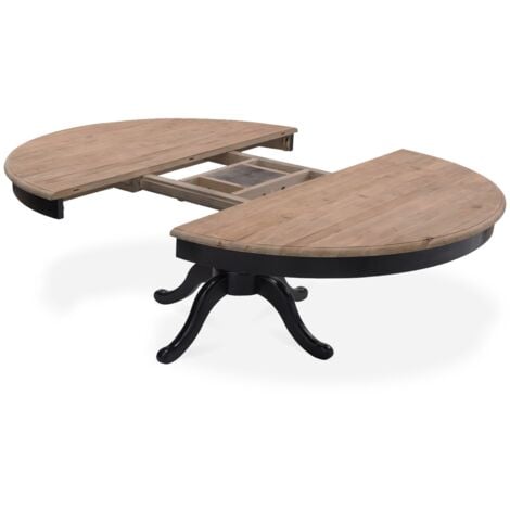 Table ronde extensible en bois massif SIDONIE Noir