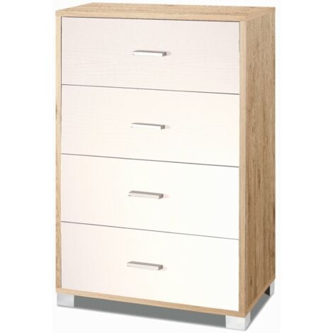 Mobile 4 cassetti colore rovere rustico bianco fiammato sarmog - sarmog