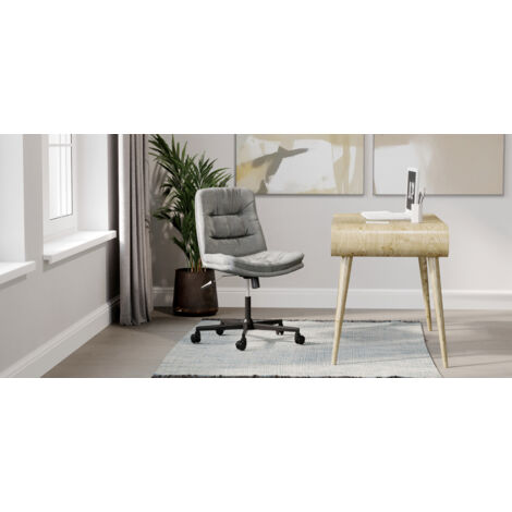 Privatefloor – Chaise de bureau pivotante en velours beige – Dossier ...