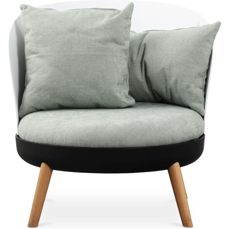 Fauteuil rond - Revêtu de lin - Design scandinave - Bella Vert
