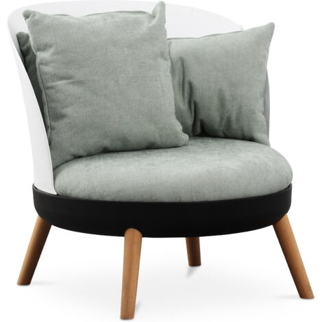 Fauteuil rond - Revêtu de lin - Design scandinave - Bella Vert