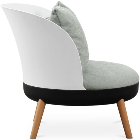 Fauteuil rond - Revêtu de lin - Design scandinave - Bella Vert