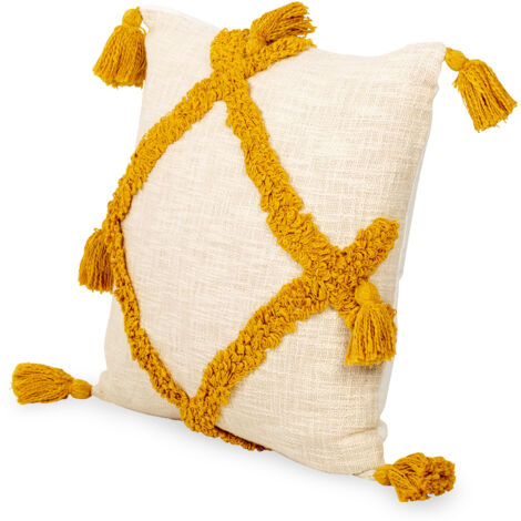 Coussin de style boho Bali - Housse et Rembourrage inclus - Frewla Jaune