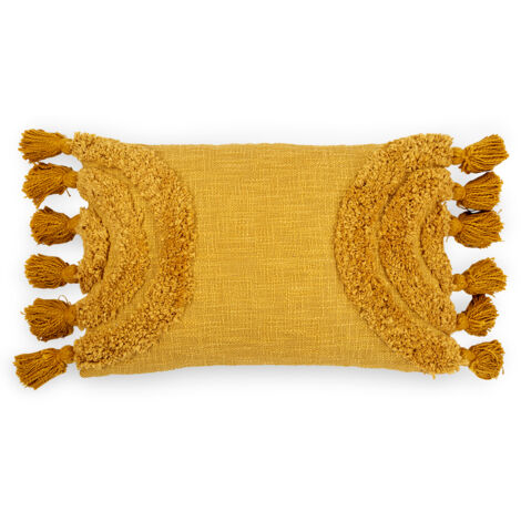 Coussin de style boho Bali - Housse et Rembourrage inclus - Delia Jaune
