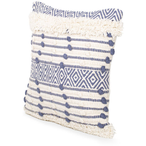 Coussin de style boho Bali - Housse et Rembourrage inclus - Lana Bleu