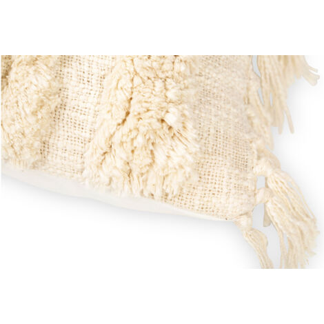Coussin de style boho Bali - Housse et Rembourrage inclus - Greta Crème
