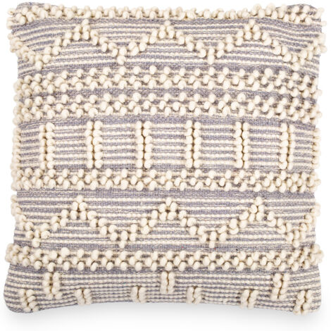 Coussin de style boho Bali - Housse et Rembourrage inclus - Hera Gris