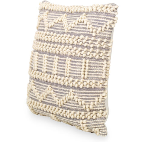 Coussin de style boho Bali - Housse et Rembourrage inclus - Hera Gris