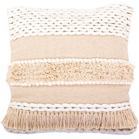 Coussin de style boho Bali - Housse et Rembourrage inclus - Hecate Blanc