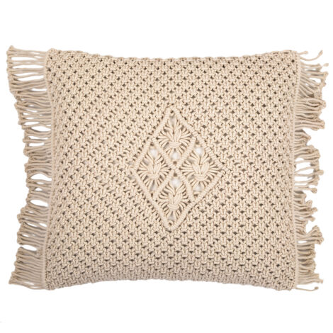 Coussin de style boho Bali - Housse et Rembourrage inclus - Sefira Crème