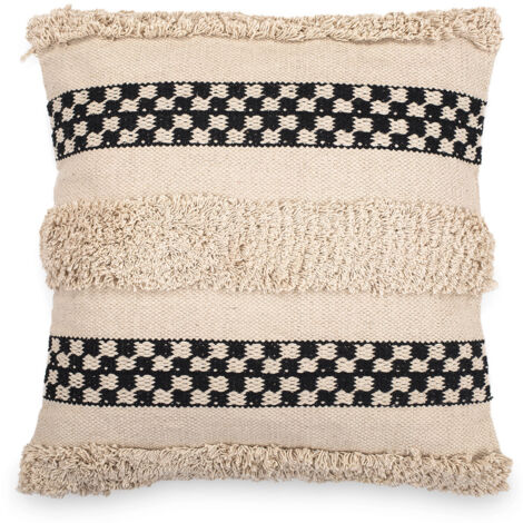 Coussin de style boho Bali - Housse et Rembourrage inclus - Daviniu Noir