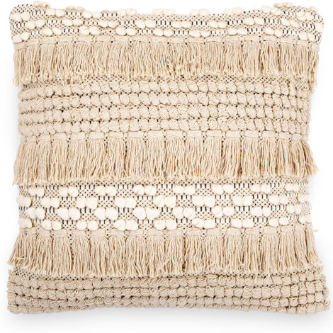 Coussin de style boho Bali - Housse et Rembourrage inclus - Chelay Crème