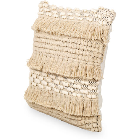 Coussin de style boho Bali - Housse et Rembourrage inclus - Chelay Crème