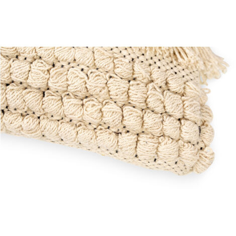 Coussin de style boho Bali - Housse et Rembourrage inclus - Chelay Crème
