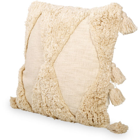 Coussin de style boho Bali - Housse et Rembourrage inclus - Leano Blanc