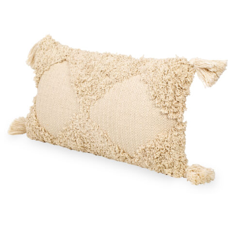 Coussin de style boho Bali - Housse et Rembourrage inclus - Doris Crème