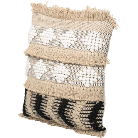 Coussin de style boho Bali - Housse et Rembourrage inclus - Herai Noir