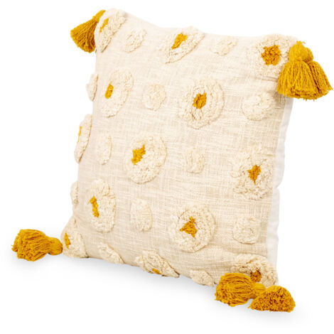 Coussin de style boho Bali - Housse et Rembourrage inclus - Isla Jaune