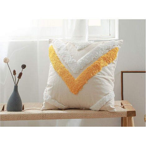 Coussin de style boho Bali - Housse et Rembourrage inclus - Esha Jaune