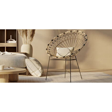 Chaise d'extérieur ronde en rotin synthétique - Design Boho Bali - Elsa ...