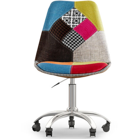 Chaise de Bureau Pivotante - Tissu Patchwork - Simona Multicolore