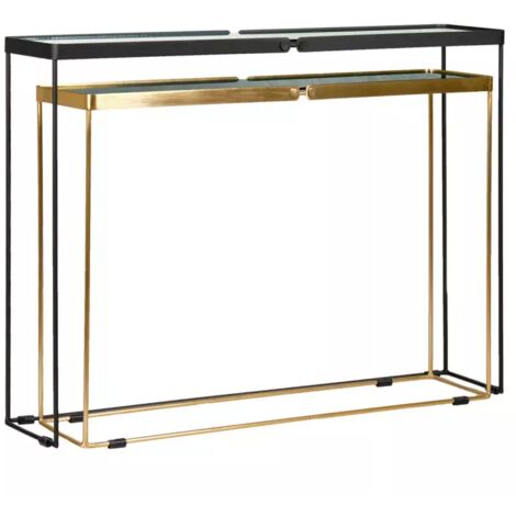 Table console gigogne avec plateaux en verre trempé arrondi RACHEL ...