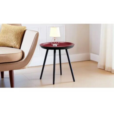 Table d'appoint ronde D. 38 cm métal rouge et pieds noirs - LAK 8969