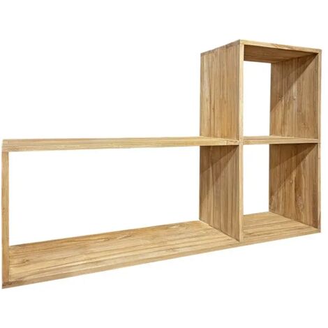 Étagère en L 3 cases TETRA en teck massif durable dim 92 x 137 cm ...