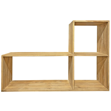 Étagère en L 3 cases TETRA en teck massif durable dim 92 x 137 cm ...
