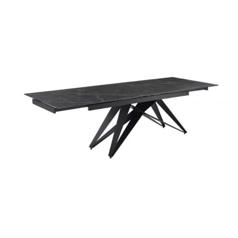 Table extensible 160/240 cm céramique noir marbré pied géométrique - INDIANA 03