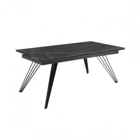 Table extensible 160/240 cm céramique noir marbré pied filaire - INDIANA 01