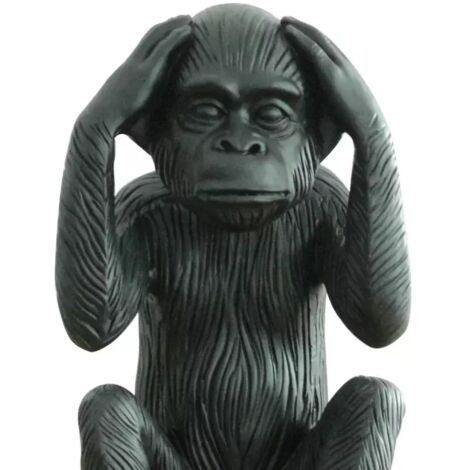Statue singe noir mat RAFIKI H40 cm singe de la sagesse design ...
