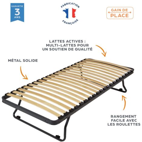 Lit gigogne avec matelas 80x190 cm Marly en mousse pour gain de place ...