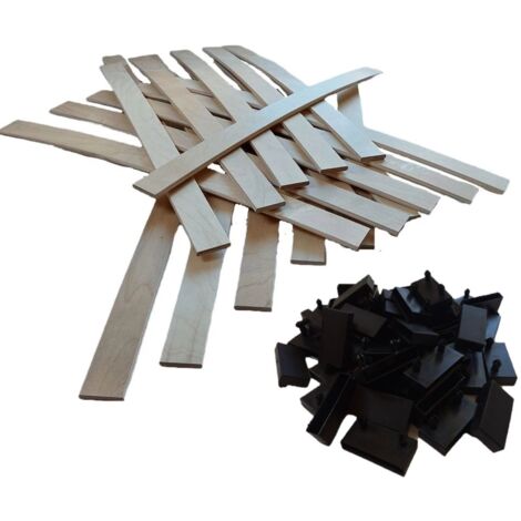 30 lattes bois + embouts - 780x53x8 mm - idéal réparer sommier / bz ...